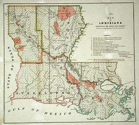 Antique map chart: - Map of Louisiana Representing the Several Land ...