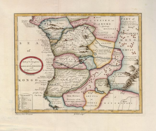 Antique map chart: - A Map of the Kingdoms of Kongo, Angola & Benguela ...