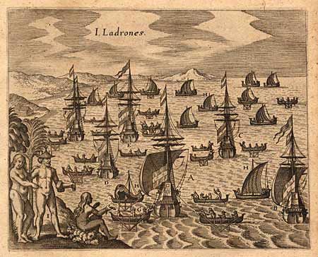 Antique map chart: - Portrayal of the Islands Ladrones