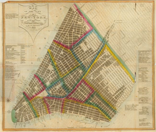 "Map of the City of New York with the Latest" by Phelps, ca. 1833