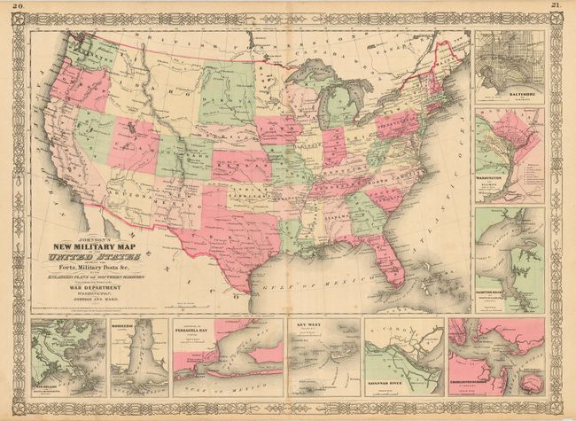 "New Military Map of the United States Showing the Forts," by Johnson ...