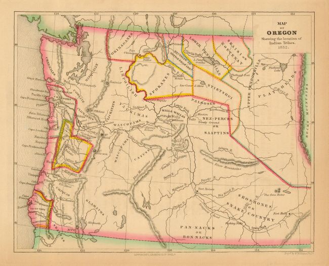 "Map of Oregon Showing the location of Indian" by Eastman, ca. 1852