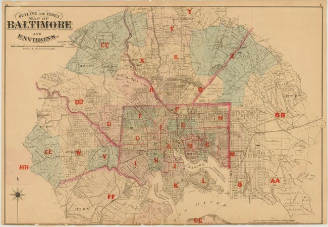 "Outline and Index Map of Baltimore and" by Hopkins [Company], ca. 1876