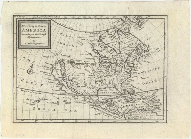 "A New Map of North America According to the Newest" by Moll, ca. 1716