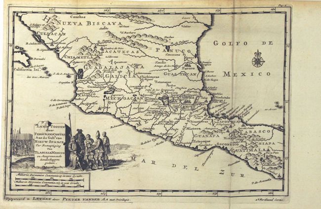 "Land Togten door Ferdinand Cortes aan de Golf van Nieuw" by Aa, ca. 1707