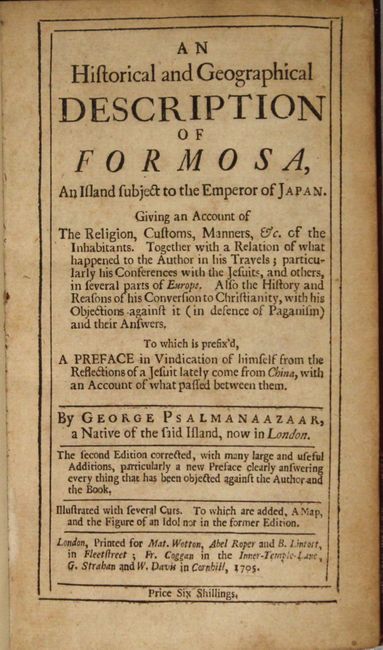 Old World Auctions - Auction 157 - Lot 649 - A Map of Formosa [with] An ...