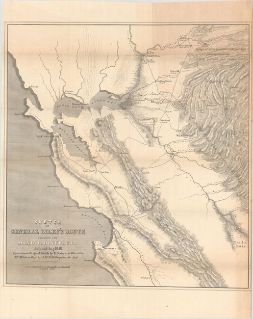 "Sketch of General Riley's Route Through the Mining" by Derby, ca. 1849
