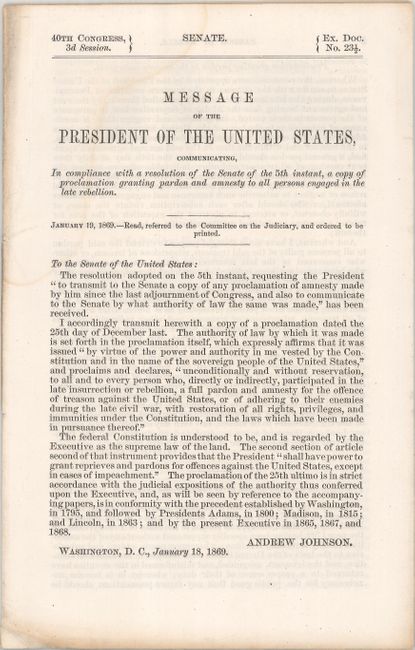 Old World Auctions - Auction 182 - Lot 790 - [Lot of 2 - Andrew Johnson ...