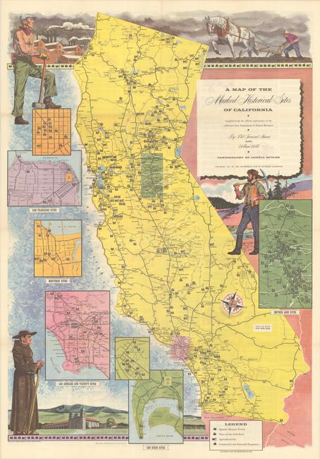 "[Lot of 3] A Map of the Marked Historical Sites of" by Automobile Club ...