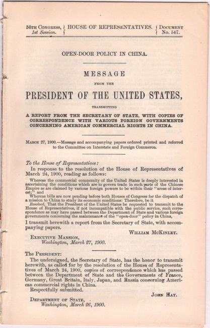 Old World Auctions - Auction 185 - Lot 764 - Open-Door Policy in China ...