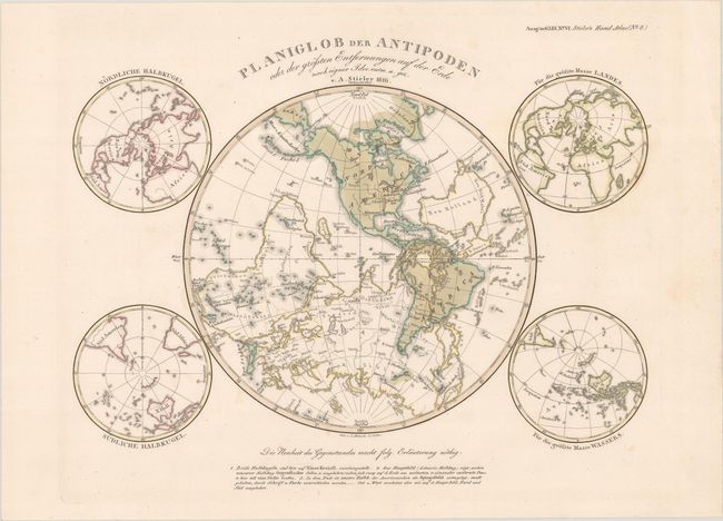 "Planiglob der Antipoden oder der Grossten Entfernungen auf" by Stieler ...