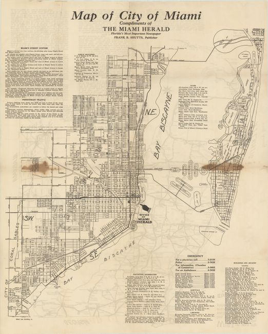 "Map of City of Miami Compliments of the Miami Herald -" by , ca. 1930
