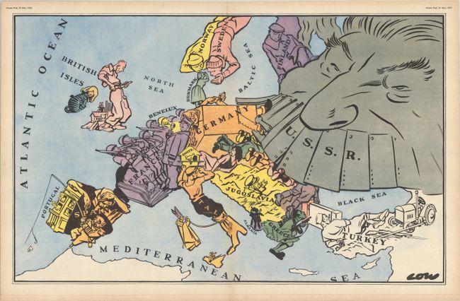"[Lot of 2 - Satirical Map of Europe with Article] "Maps" by , ca. 1952