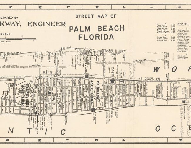 "[Lot of 2] Street Map of Palm Beach Florida [and] Map of" by , ca. 1950