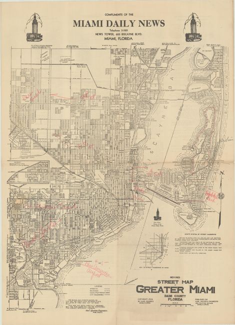 "Revised Street Map of Greater Miami Dade County" by , ca. 1934
