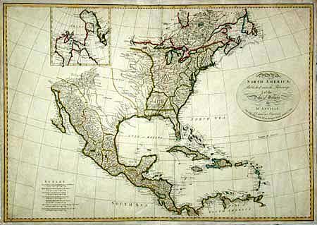"A Map of North America; Published under the Patronage of" by Anville ...