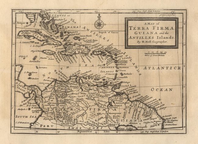 "A Map of Terra Firma Guiana and the Antilles" by Moll, ca. 1745